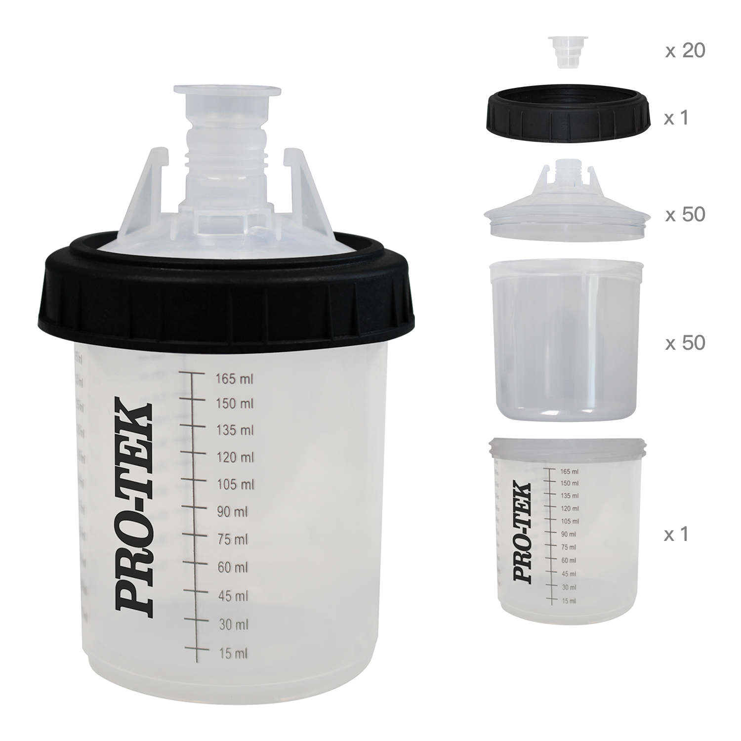 165 ml Flexible Paint Cup System (125 micron) - pro-teksprayequipment.com