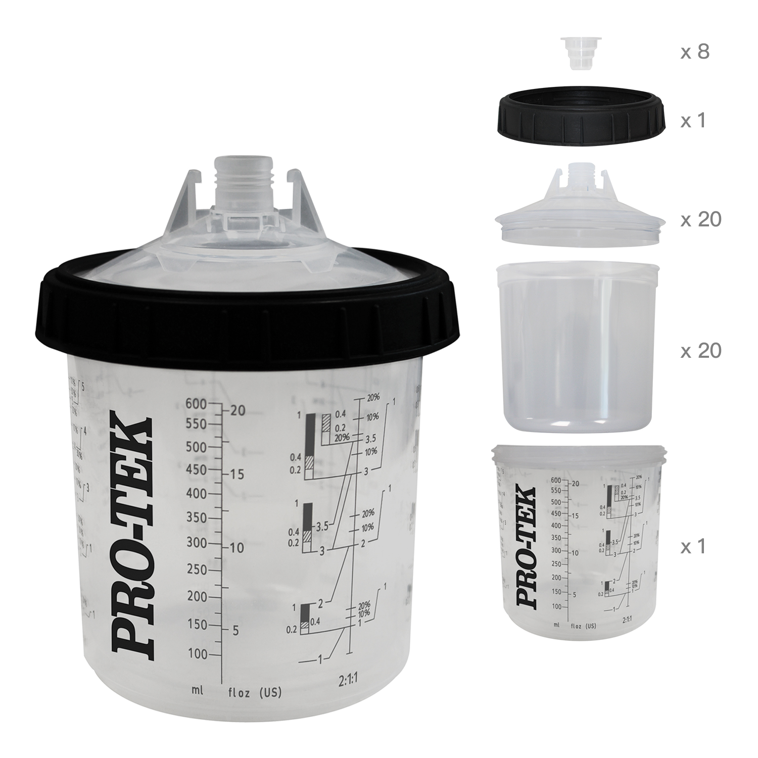 600ml Flexible Paint Cup System (125 micron) - pro-teksprayequipment.com
