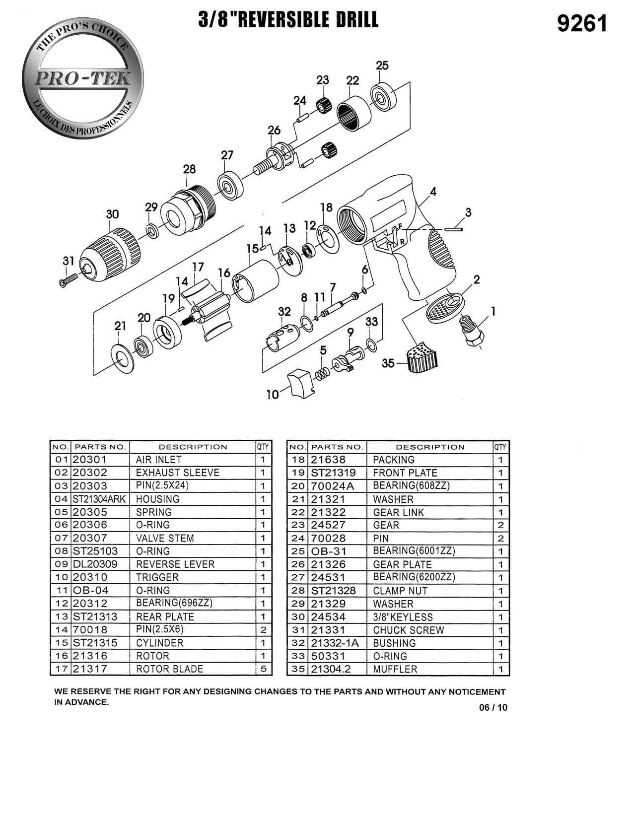 3/8 in. Air Reversible Drill - pro-teksprayequipment.com
